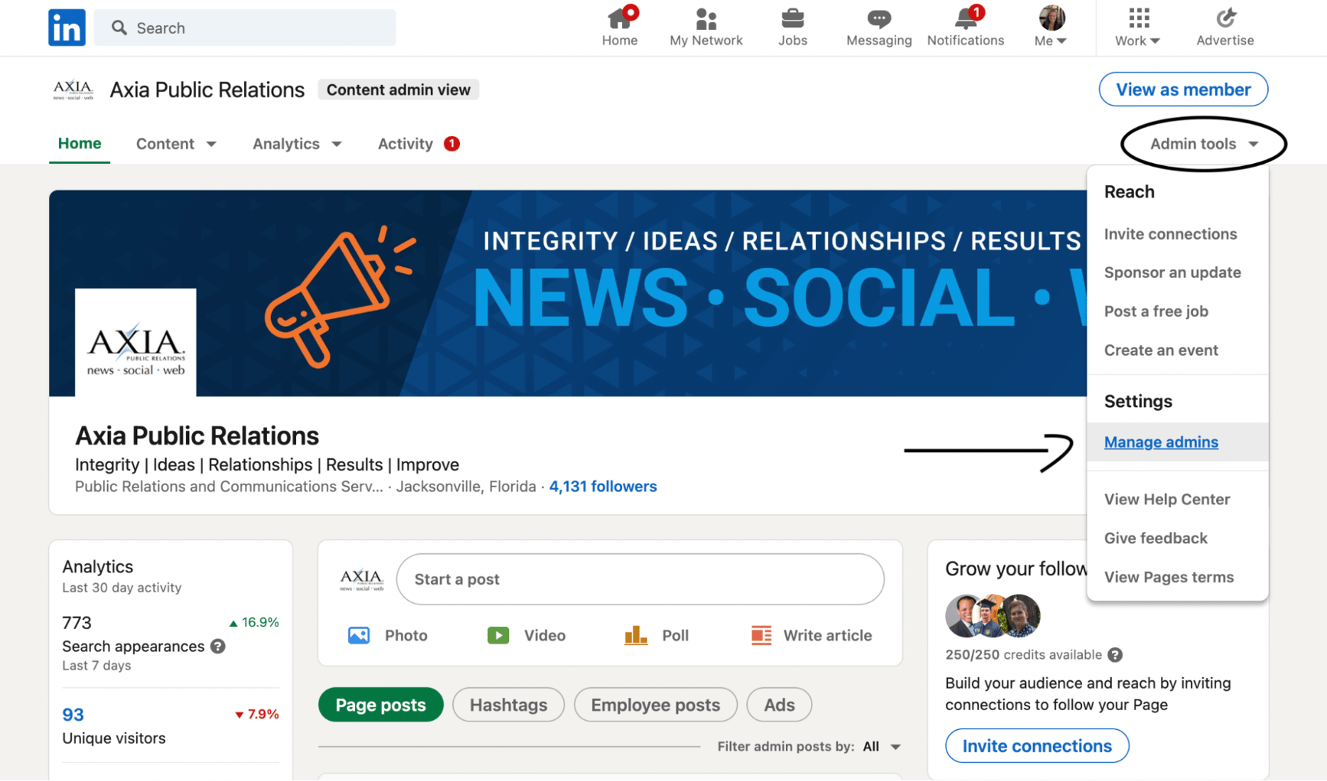 How to add a social media content manager to your company's LinkedIn page